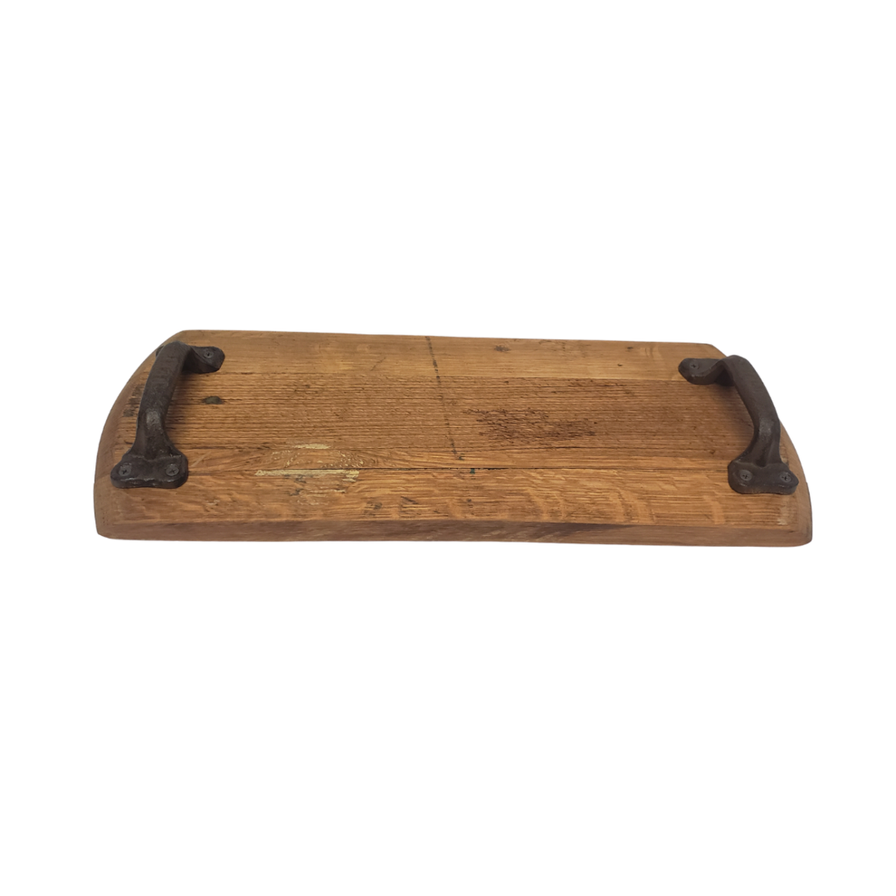 Barrel Head Cheese/Serving Tray With Cast Iron Antique Handles – Get ...